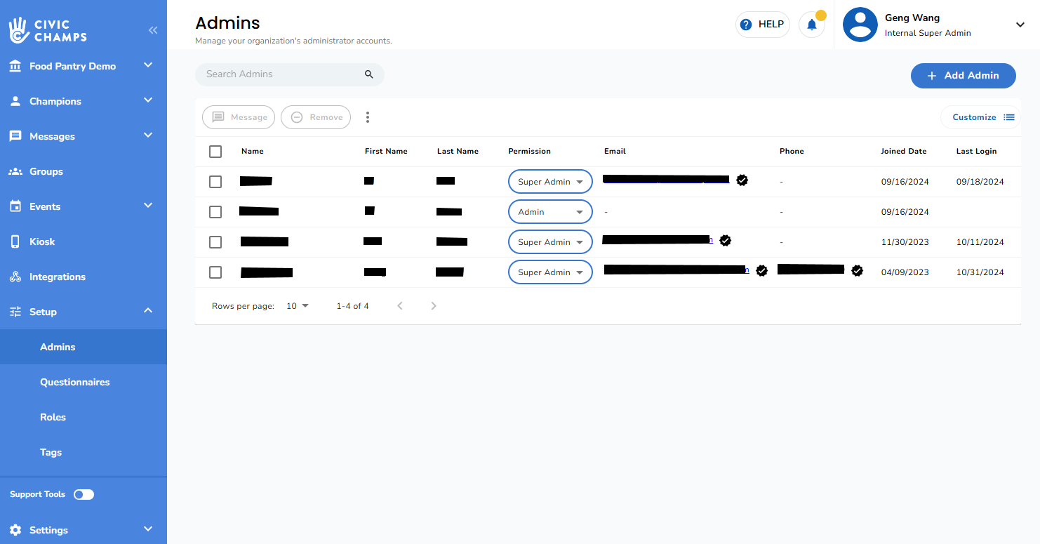 Guide To The Admins Tab