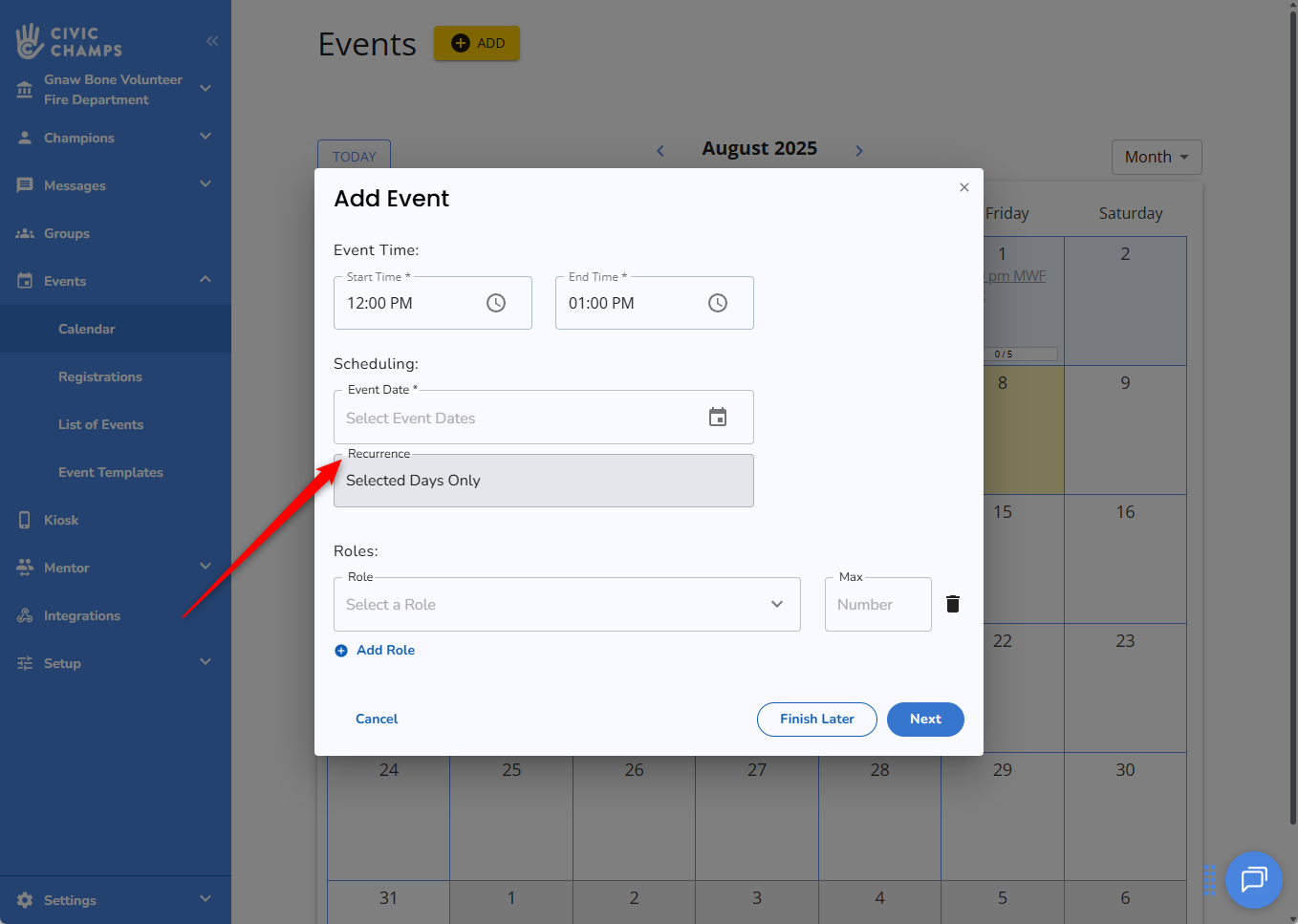 How to create multiple Calendar Events in a recurring series